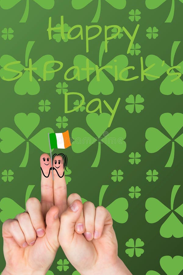 Two fingers with smiley stock image. Image of shamrock - 67712537