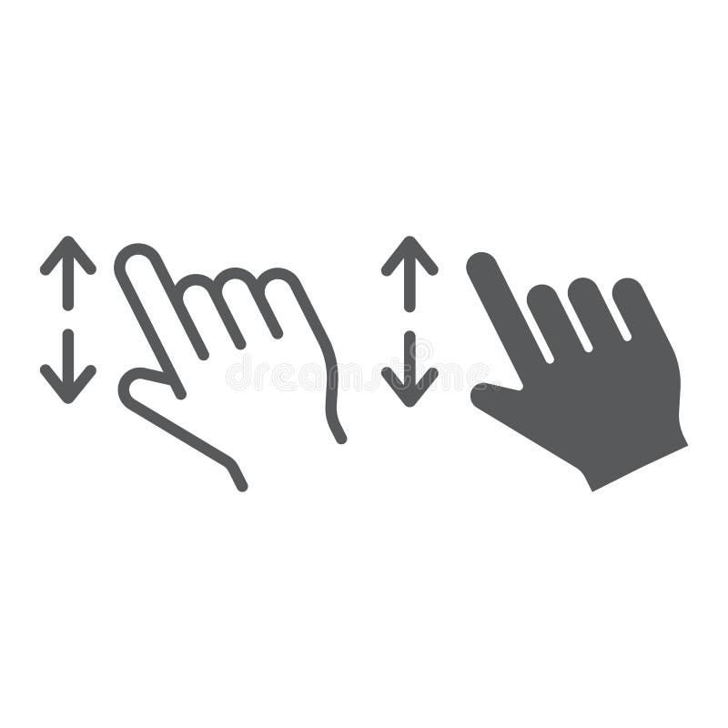 Two Fingers Zoom in Line and Glyph Icon, Gesture and Click, Hand Sign ...