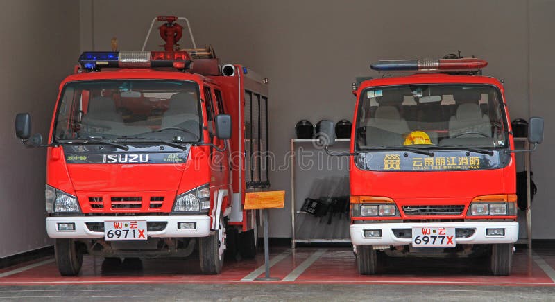 Two Fire Engines in Garage, Lijiang, China Editorial Photography ...