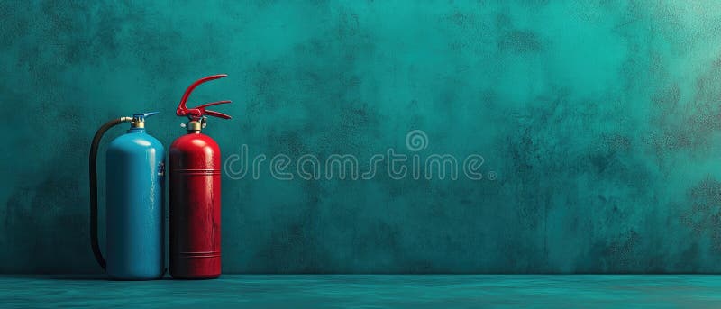 Two Fire Extinguishers, One Red and One Blue, Stock Illustration ...