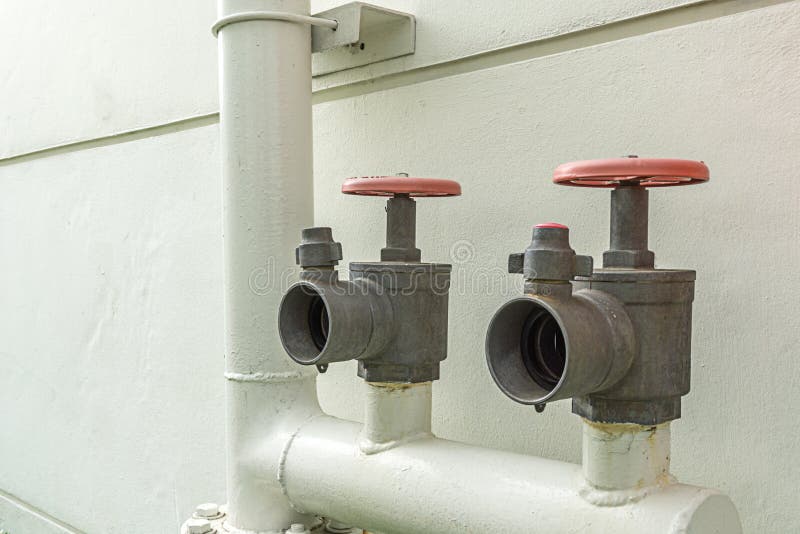 Two Fire Hydrant on Water Pipe Stock Image - Image of color, object ...