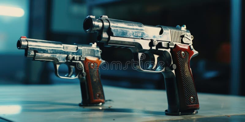 Guns on Table stock image. Image of outdoor, range, hunting - 374188341