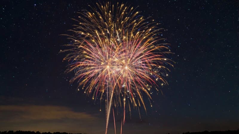 Two Fireworks Exploding in the Night Sky Creating a Colorful Spectacle ...