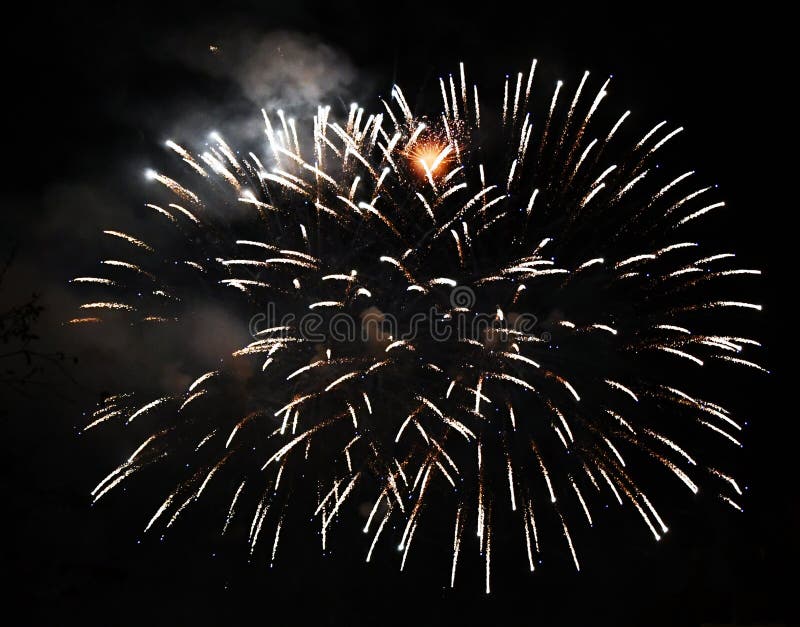 Two fireworks at once stock image. Image of evening - 146150301