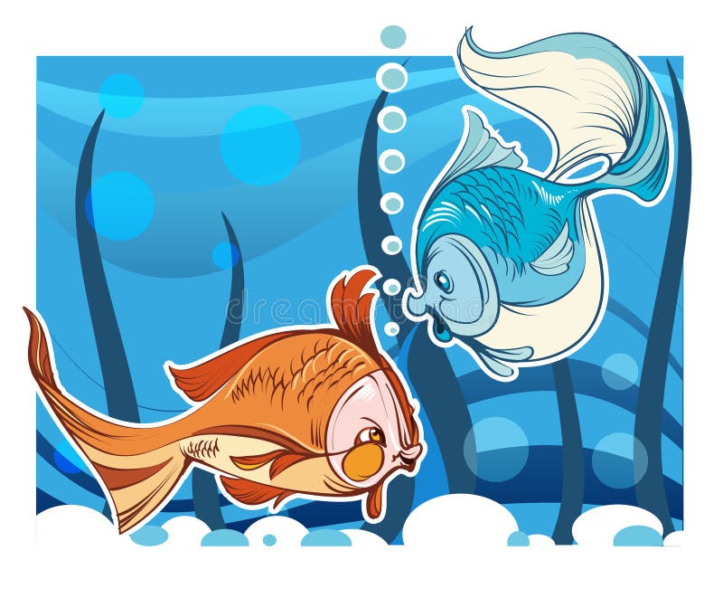 Two fish in an aquarium stock illustration. Illustration of bowl - 72161909