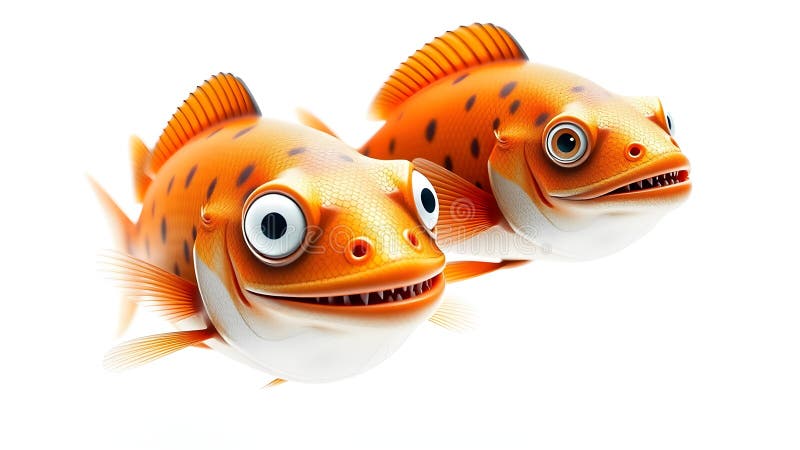 Two Fish with Big Eyes and Smiling Faces Stock Illustration ...