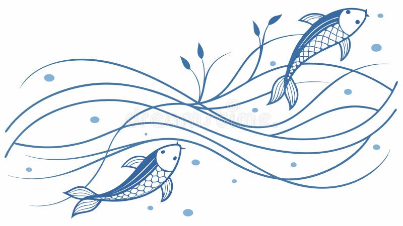 Two Fish Jumping from Wavy Water Splash Illustration, Vector Design ...