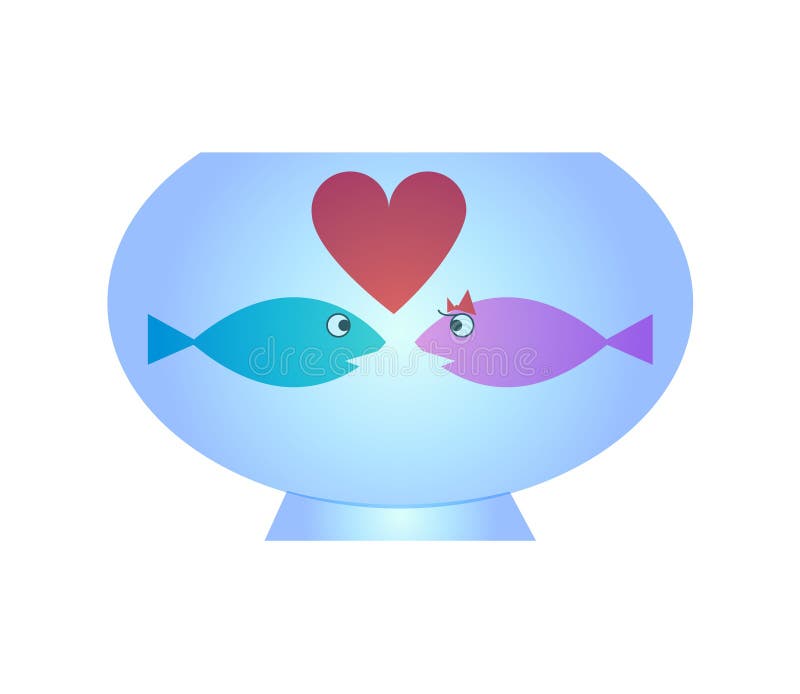 Two Fish in Love in a Fish Bowl Stock Vector - Illustration of fish ...