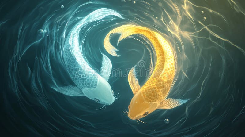 Two Fish Moving in a Circle, Representing the Pisces Astrological Sign ...