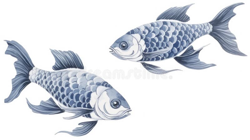 Two Fish Positioned Side by Side. Suitable for Aquatic Themes or ...