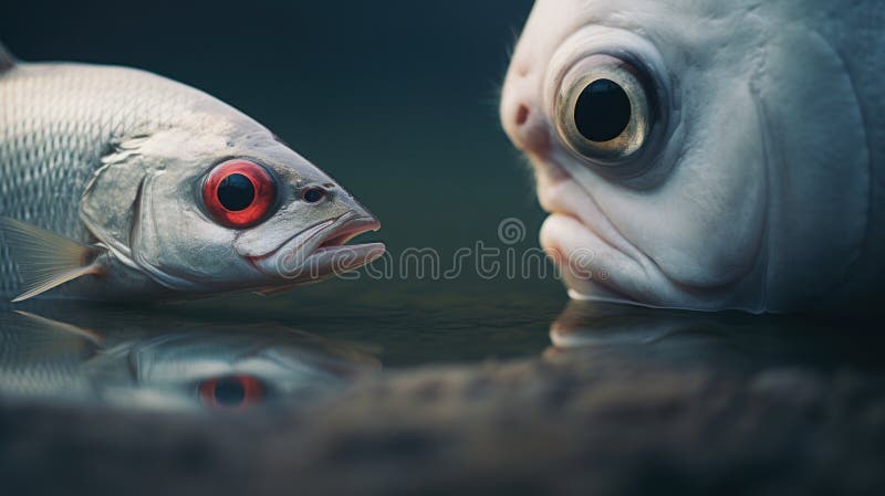 Two Fish with Red Eyes Looking at Each Other, AI Stock Image - Image of ...