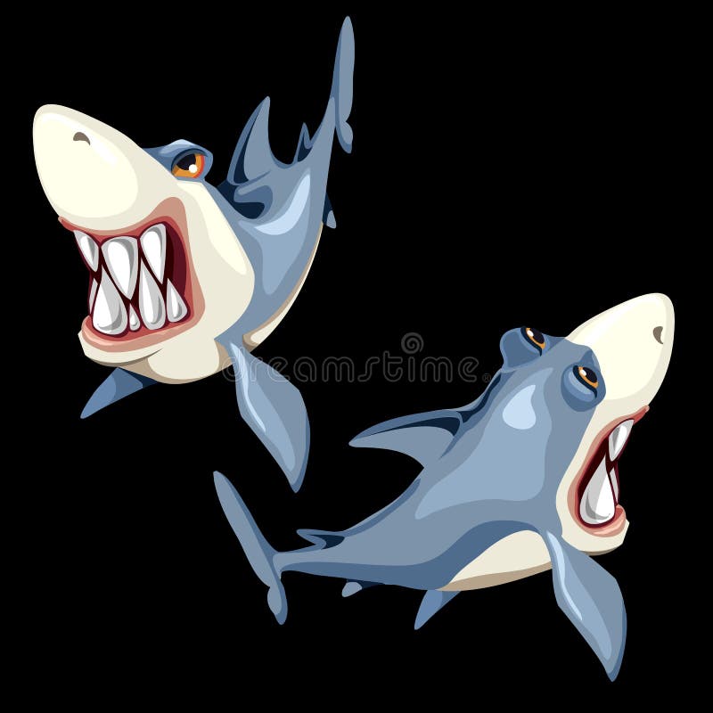 Evil Shark with Sharp Teeth, Isolated Vector Stock Vector ...