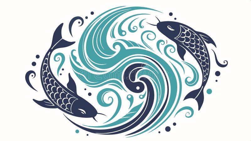Two Fish Swirling in Circular Pattern Yin Yang Concept Vector Design ...