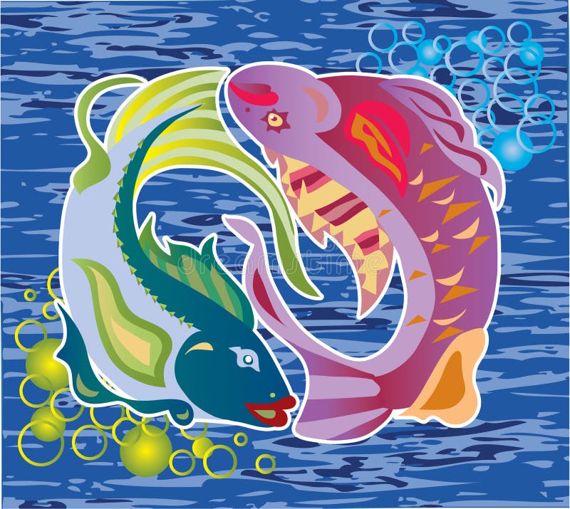 Two fishes stock vector. Illustration of wand, nature - 4251258