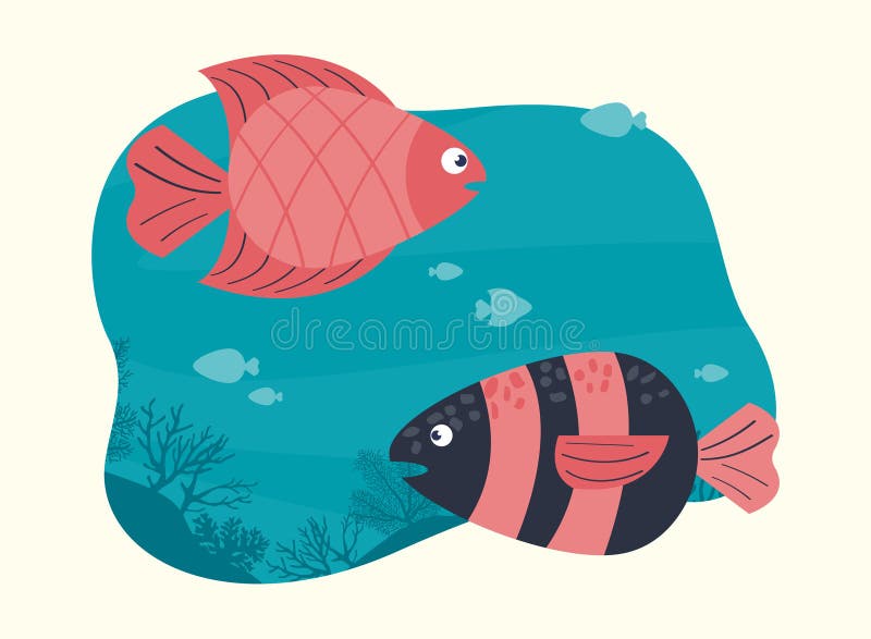 Two fishes swiming stock vector. Illustration of ocean - 269667778