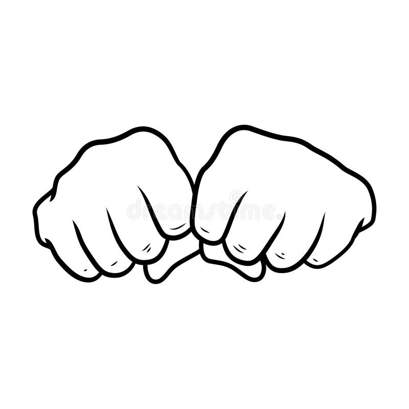 Two Fist Together Sign Line Artwork Vector Illustration Stock Vector ...