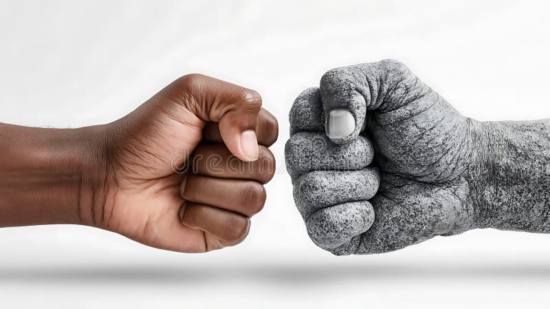 Two Fists Bumping on White Background Unity and Collaboration Concept ...