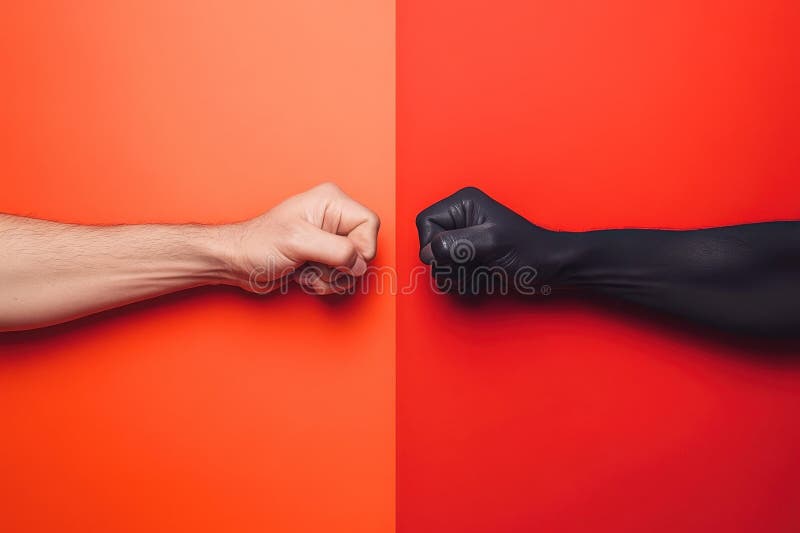 Fists Raised in Unity and Strength Against an Orange Background ...