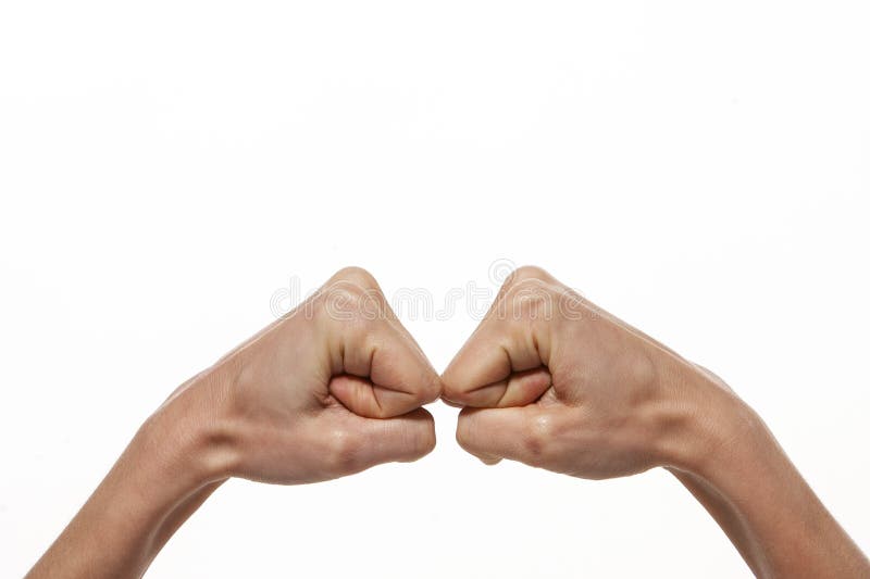 Two Fists Facing Isolated on White Background Stock Image - Image of ...