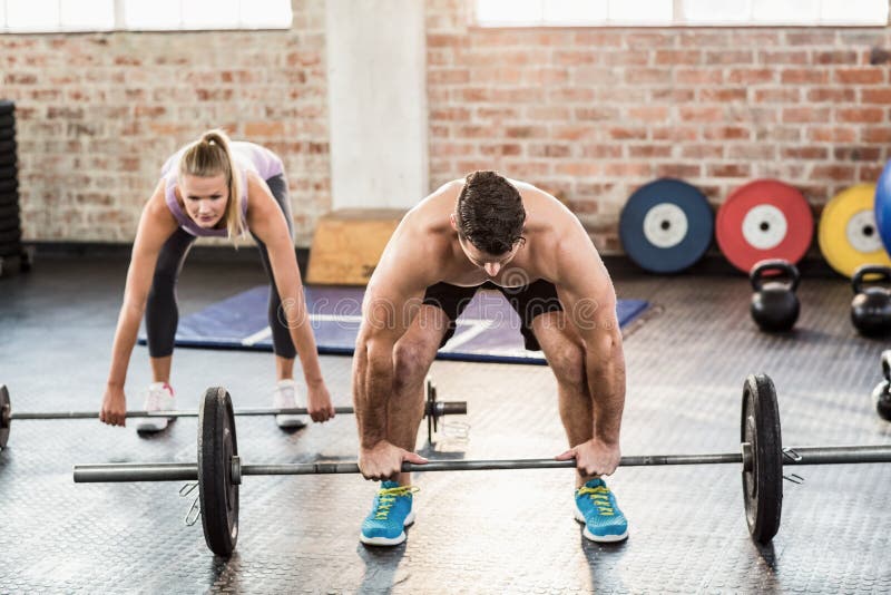 Two Fit People Working Out at Crossfit Session Stock Photo - Image of ...