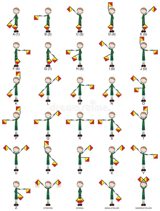 Two-flag semaphore signals stock vector. Illustration of scout - 40004166