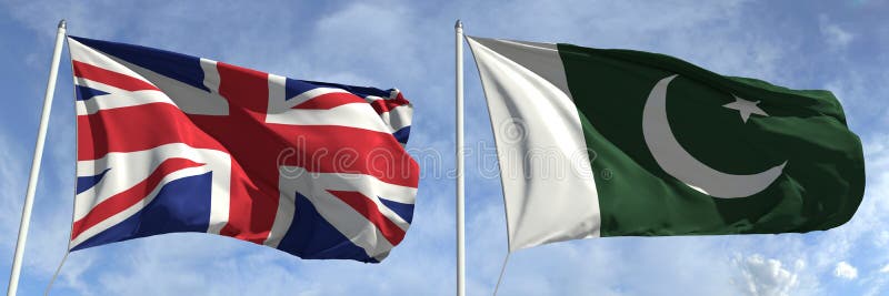National Flags of Great Britain and Pakistan, 3d Rendering Stock ...
