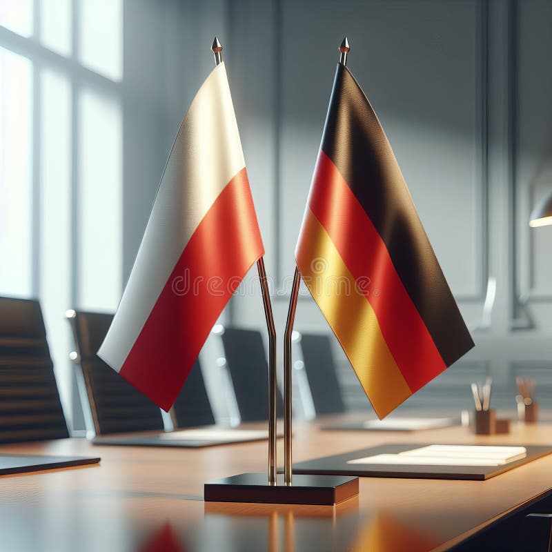 Two Flags of Germany and Poland on the Table Stock Image - Image of ...