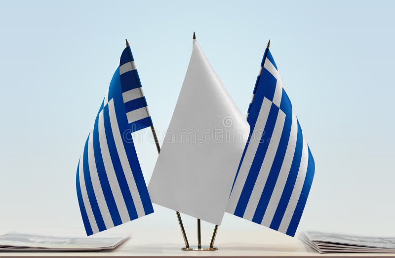 Two flags of Greece stock photo. Image of council, cooperation - 118984516