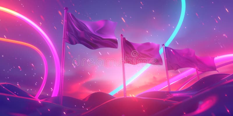 Two Flags Flying Side by Side. Generative AI Stock Illustration ...