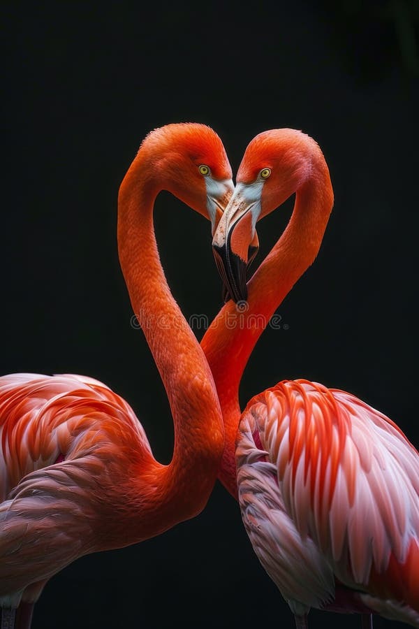 Two Flamingos Form a Heart Shape with an Affectionate Gesture Stock ...