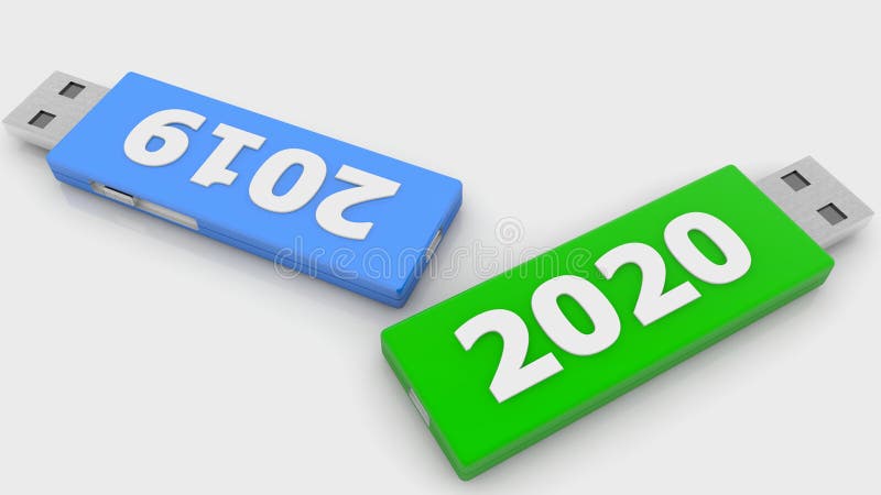 Two Flash Drive USB Memory Sticks with Year Concept Stock Illustration ...