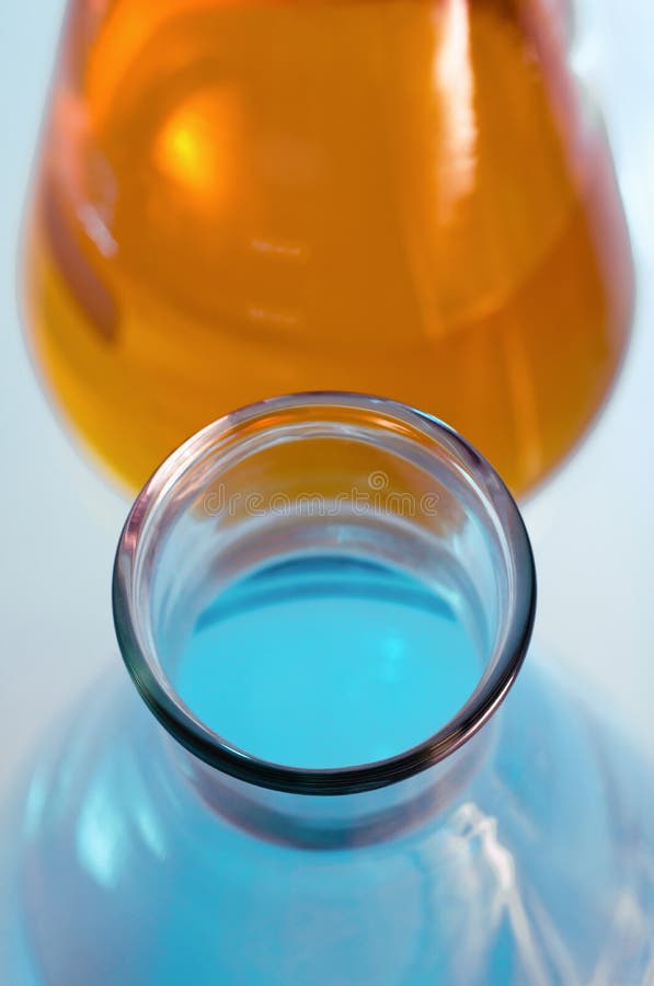 Two Laboratory Flasks With A Clear Liquid Stock Photo - Image of ...