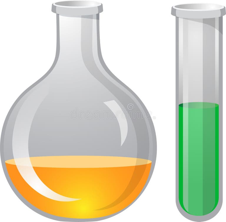 Two Flasks with Orange and Green Liquid Stock Vector - Illustration of ...