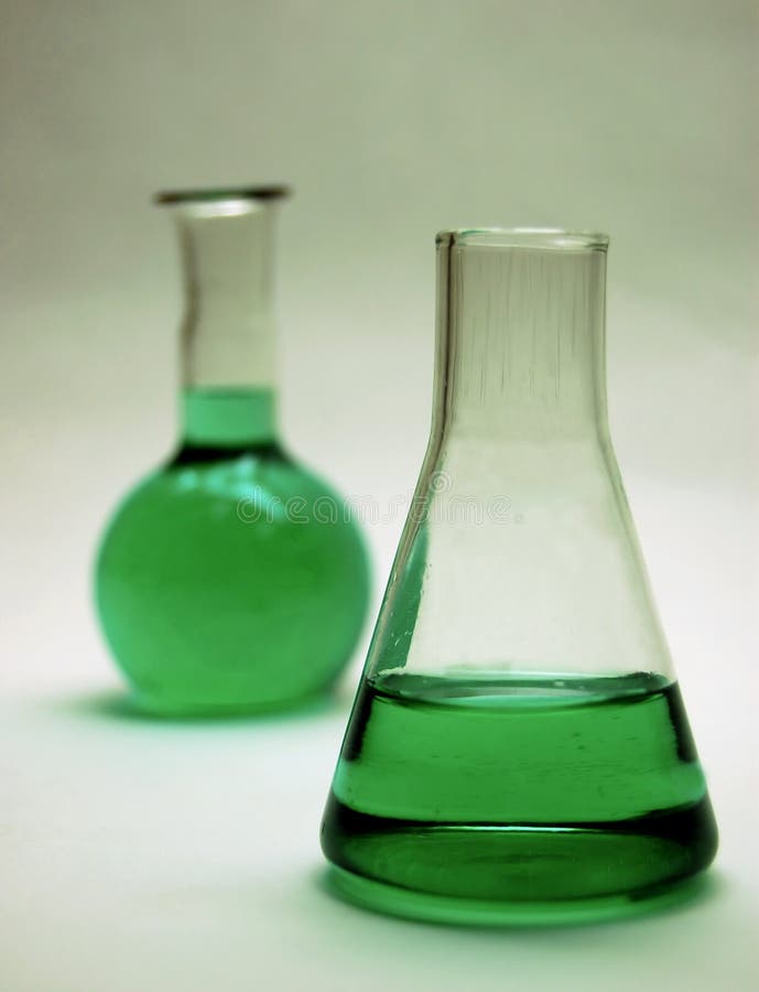 Two flasks in perspective stock photo. Image of study - 2128430