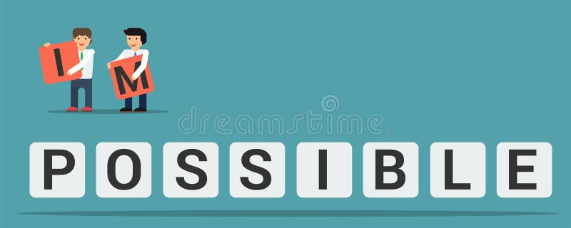 Two Flat Businessmen with IMPOSSIBLE Letters Stock Vector ...