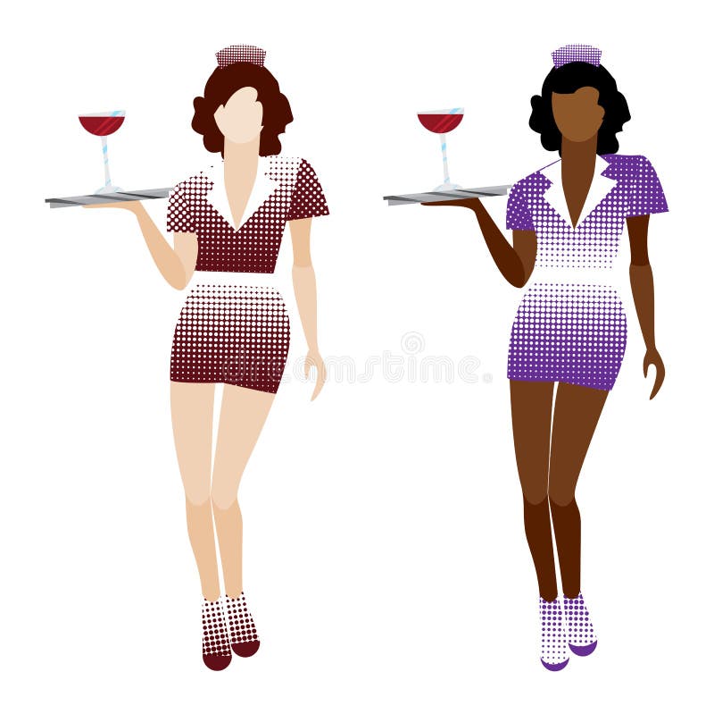 Waitress_flat_halftone stock vector. Illustration of halftone - 131832618