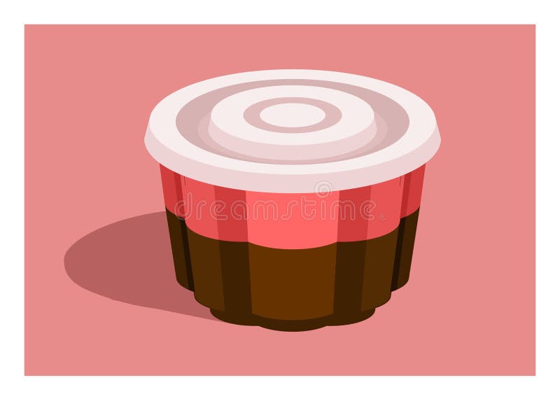 Two Flavored Jelly Cake in the Cup. Simple Flat Illustration. Stock ...
