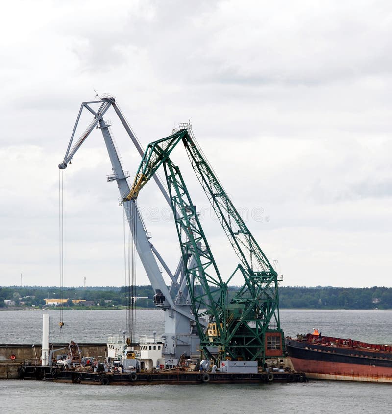 Floating Cranes on the Construction Stock Image - Image of freight ...