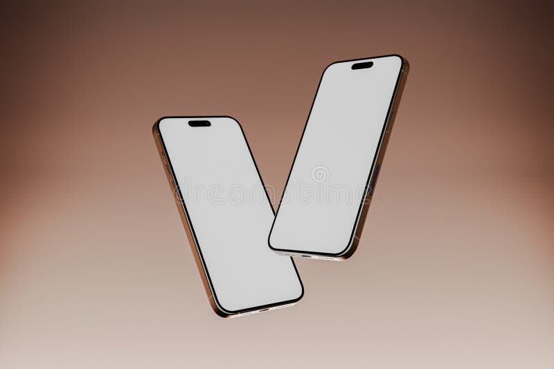 Two Floating Iphones with White Screen Mock Up, 3d Stock Illustration ...