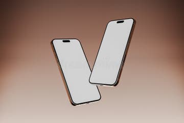 Two Floating Iphones with White Screen Mock Up, 3d Stock Illustration ...