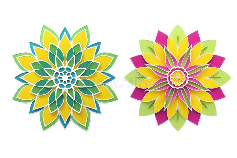 Two Flowers Icon Illustration Multicolor Stock Illustration ...
