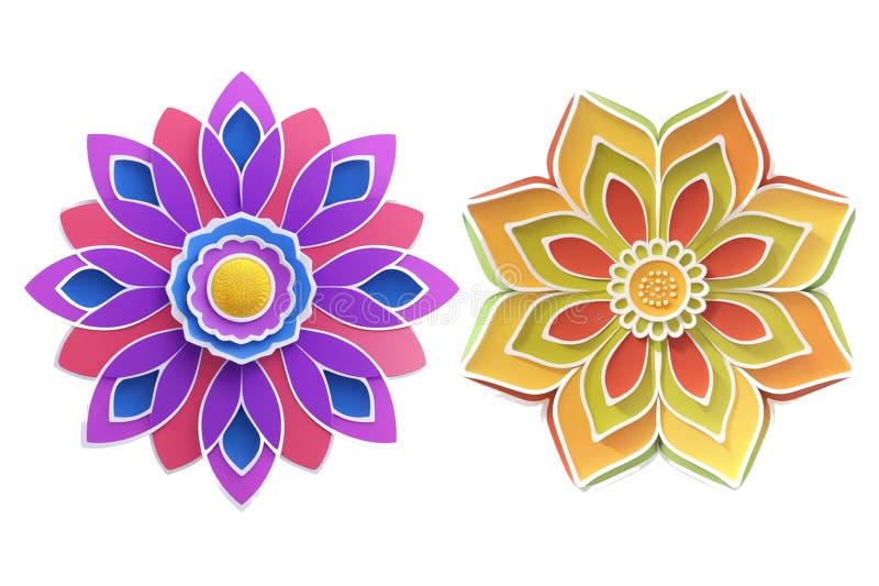 Two Flowers Icon Illustration Multicolor Stock Illustration ...