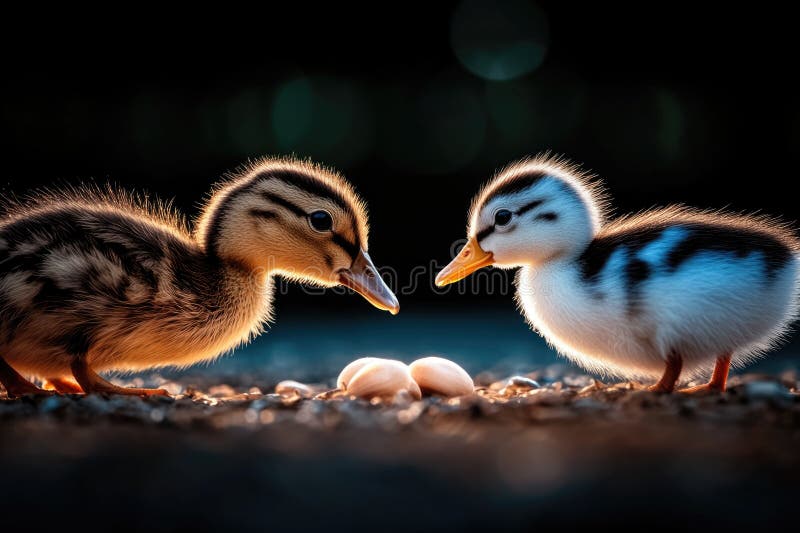 Two Fluffy Ducklings Ground Outdoors Stock Photos - Free & Royalty-Free ...