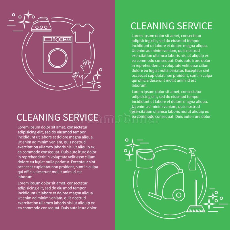 Two Flyers, Card with Clening Service Icon Stock Vector - Illustration ...