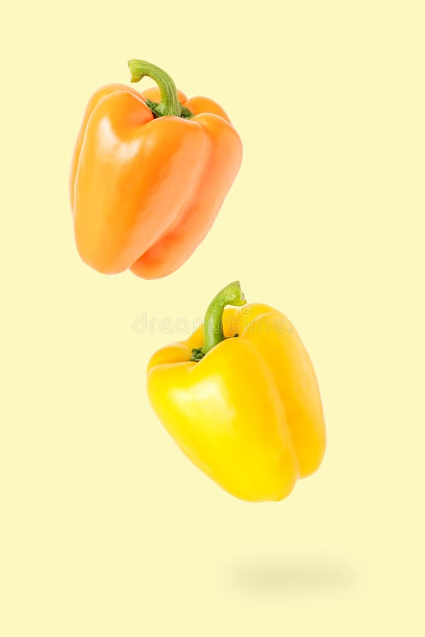 Two flying bell pepper stock photo. Image of flying, diet - 75581754