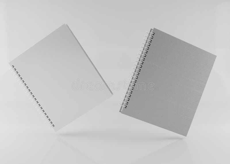 Two Flying Paper Notebooks 3d Rendering for Mockup Stock Illustration ...