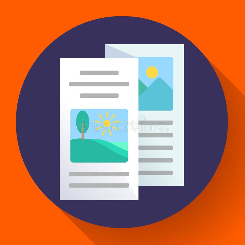 Flat Brochure Vector Icon, Color Information Brochure Icon. File with ...