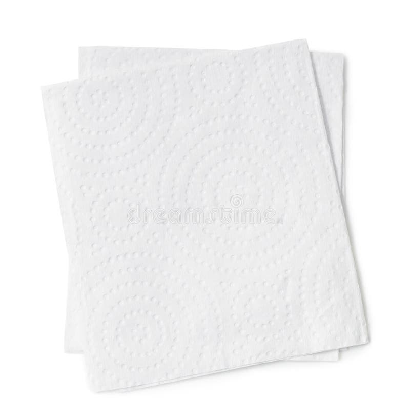 Two Folded Pieces of White Tissue Paper or Napkin in Stack Isolated on ...
