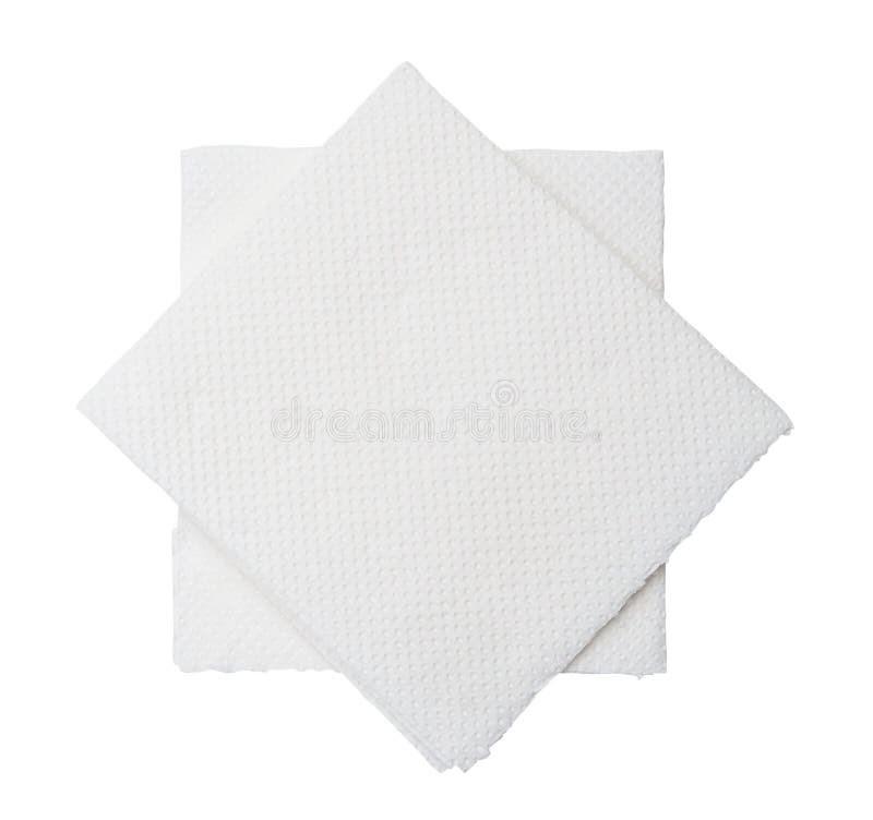 Two Folded Pieces of White Tissue Paper or Napkin in Stack Isolated on ...