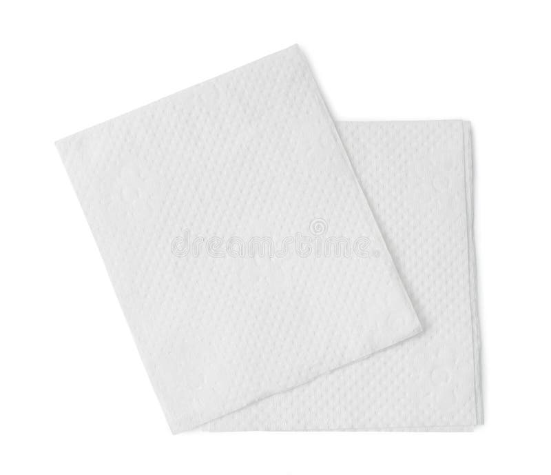 Two Folded Pieces of White Tissue Paper or Napkin in Stack Isolated on ...